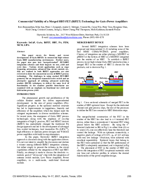 (PDF) Commercial viability of a merged HBT-FET (BiFET) technology for ...
