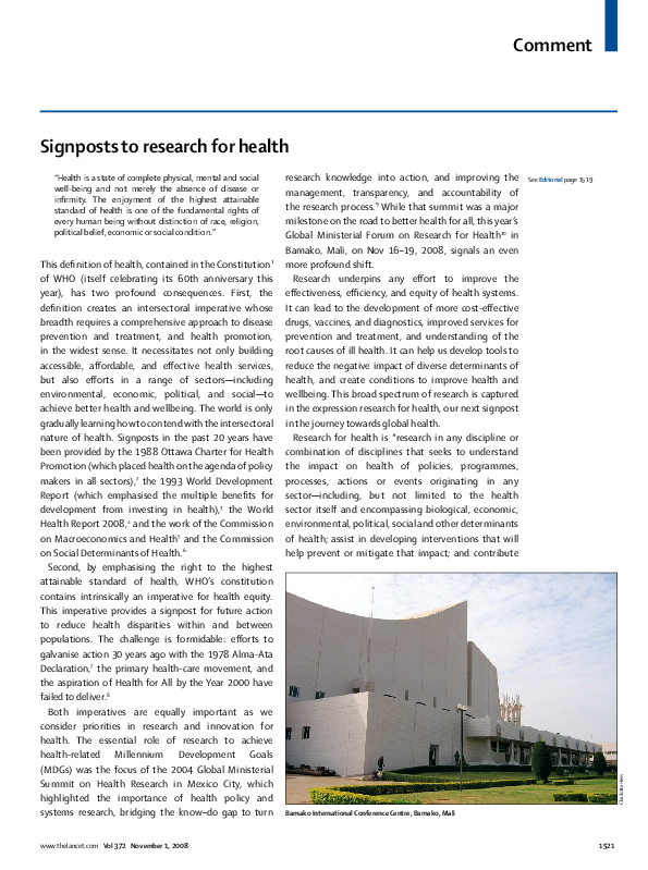 (PDF) Signposts to research for health