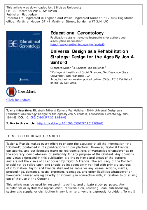 (PDF) Educational Gerontology Universal Design as a Rehabilitation ...