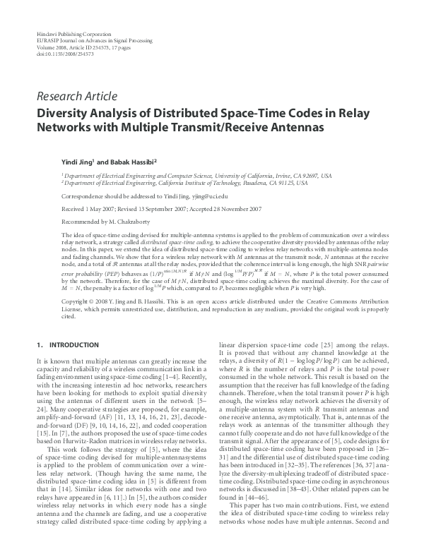 Pdf Diversity Analysis Of Distributed Space Time Codes In Relay