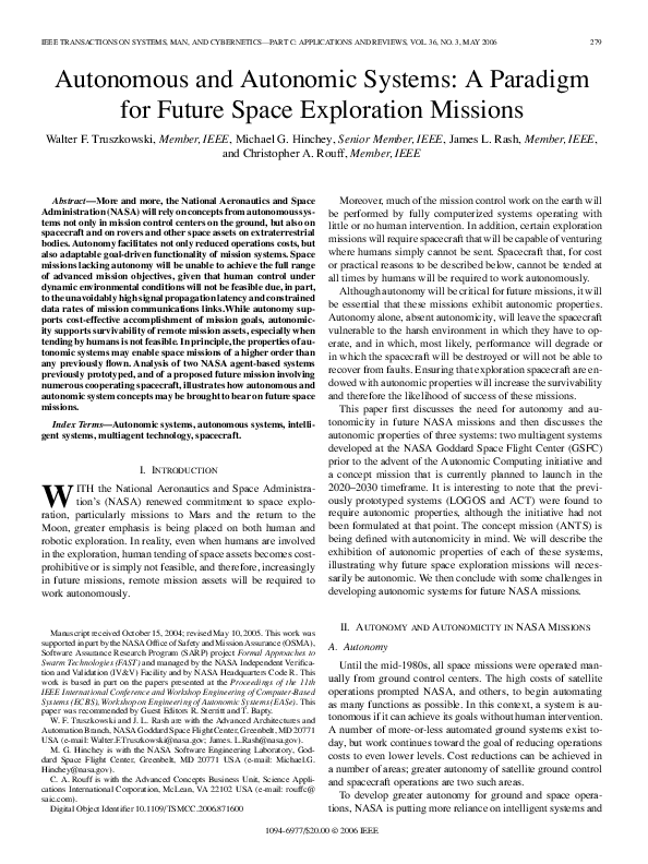 (PDF) Autonomous and autonomic systems: a paradigm for future space ...