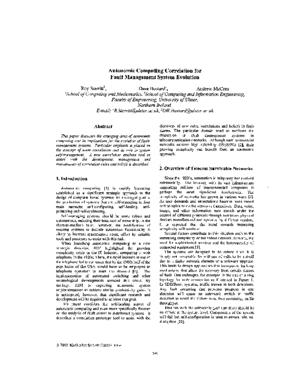 (PDF) Autonomic computing correlation for fault management system evolution