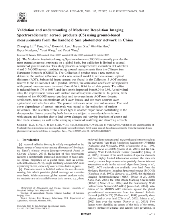 (PDF) Validation and understanding of Moderate Resolution Imaging ...