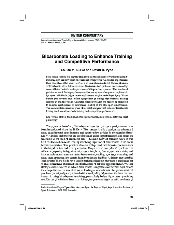 (PDF) Bicarbonate loading to enhance training and competitive performance