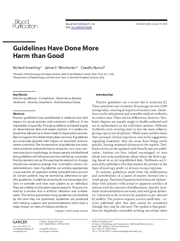 (PDF) Guidelines Have Done More Harm than Good