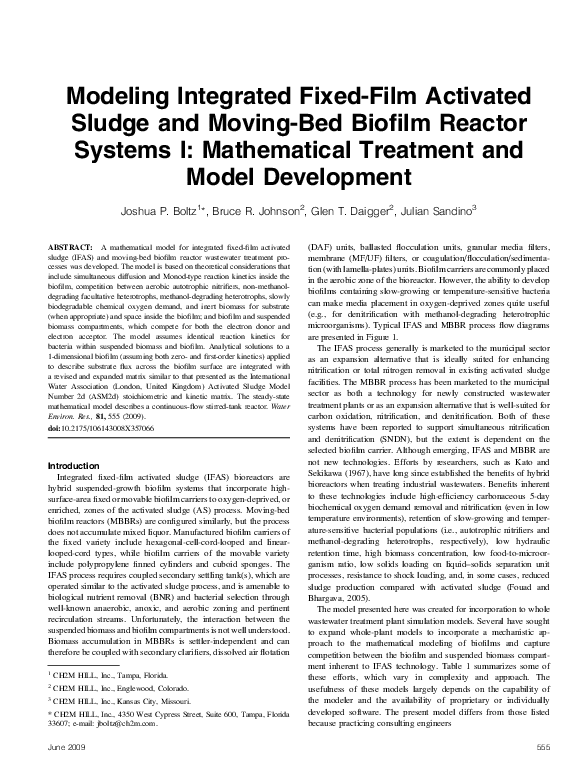 (PDF) Modeling integrated fixed-film activated sludge and moving-bed ...