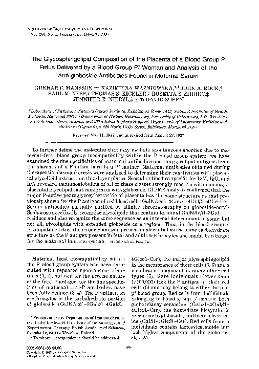 (PDF) The glycosphingolipid composition of the placenta of a blood ...