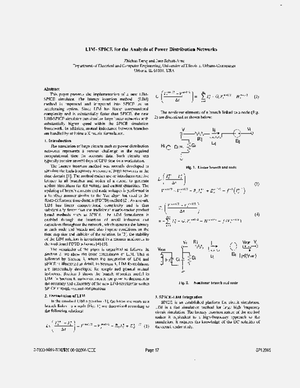 (PDF) LIM-SPACE for the analysis of power distribution networks