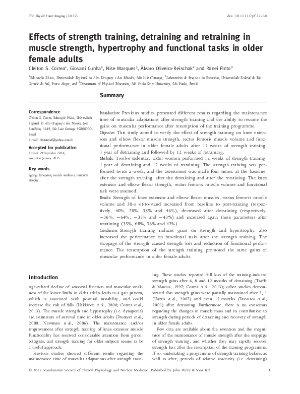 (PDF) Effects of strength training, detraining and retraining in muscle ...