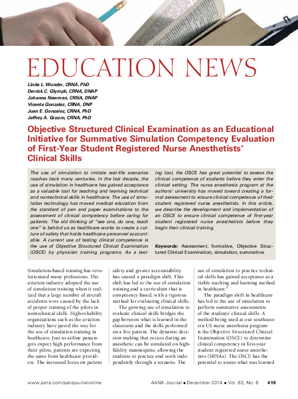 (PDF) Objective Structured Clinical Examination as an educational initiative for summative ...