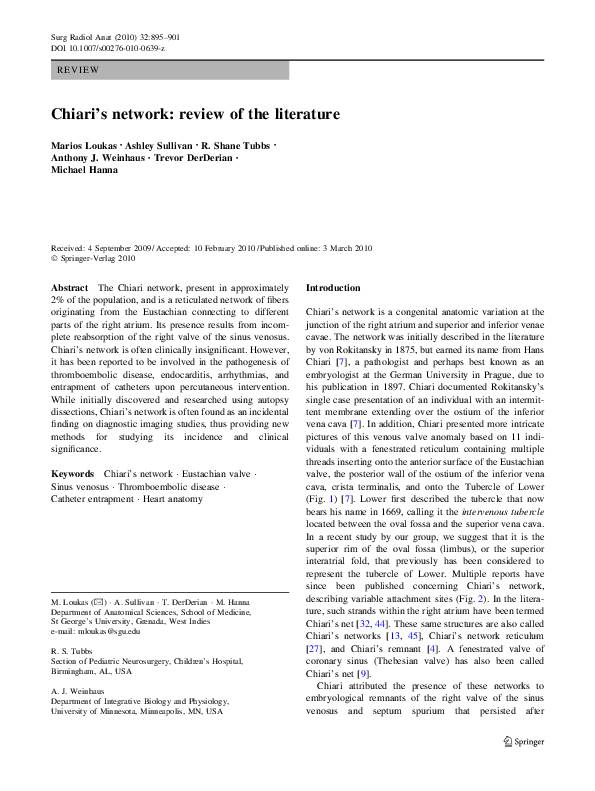 (PDF) Chiari’s network: review of the literature