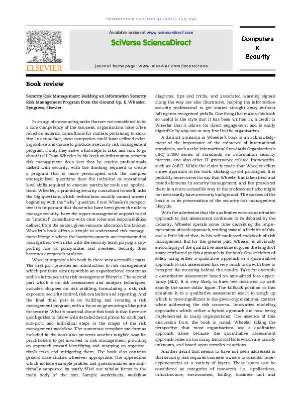(PDF) Security Risk Management: Building an Information Security Risk ...