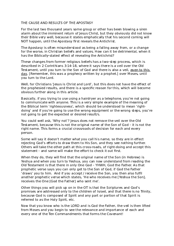Examples Of Apostasy
