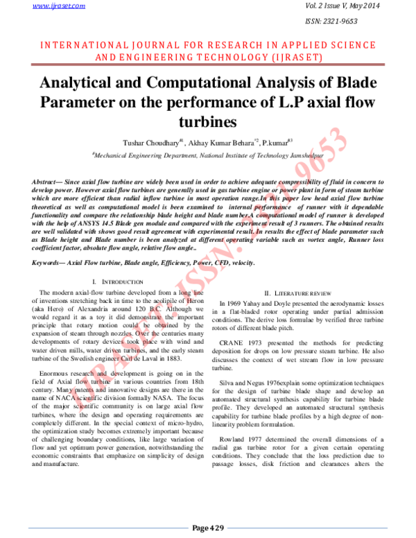 (PDF) Analytical and Computational Analysis of Blade Parameter on the performance of L.P axial ...