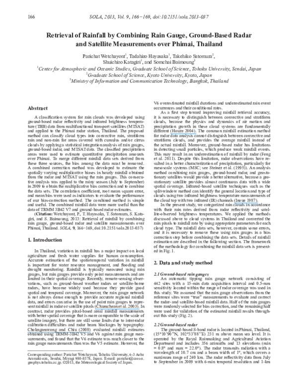 (PDF) Retrieval of Rainfall by Combining Rain Gauge, Ground-Based Radar and Satellite ...