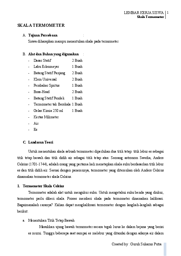 (PDF) LEMBAR KERJA SISWA Skala Termometer