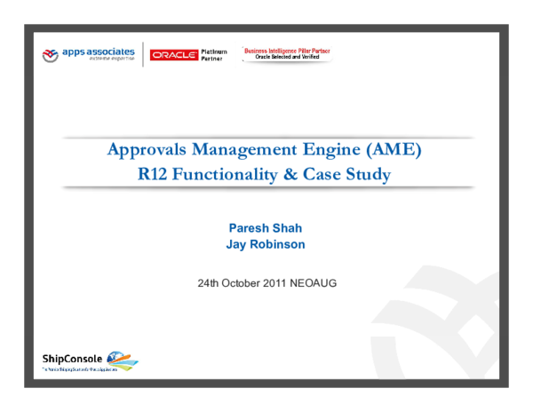 (PDF) Approvals Management Engine (AME) R12 Functionality & Case Study