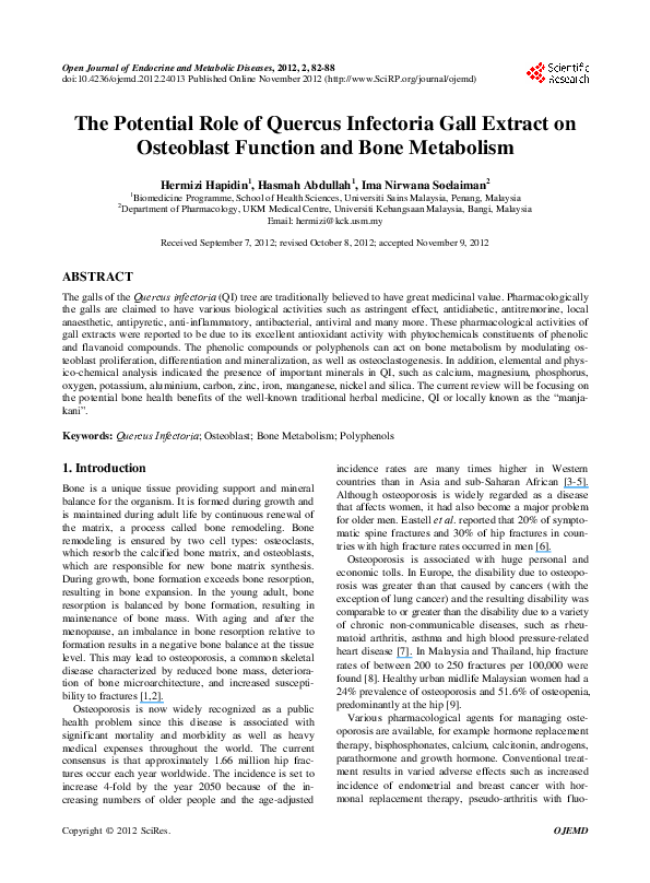 (PDF) The Potential Role of Quercus Infectoria Gall Extract on ...