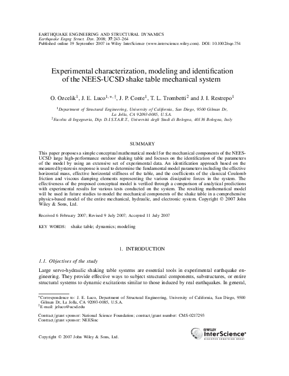 (PDF) Experimental characterization, modeling and identification of the ...