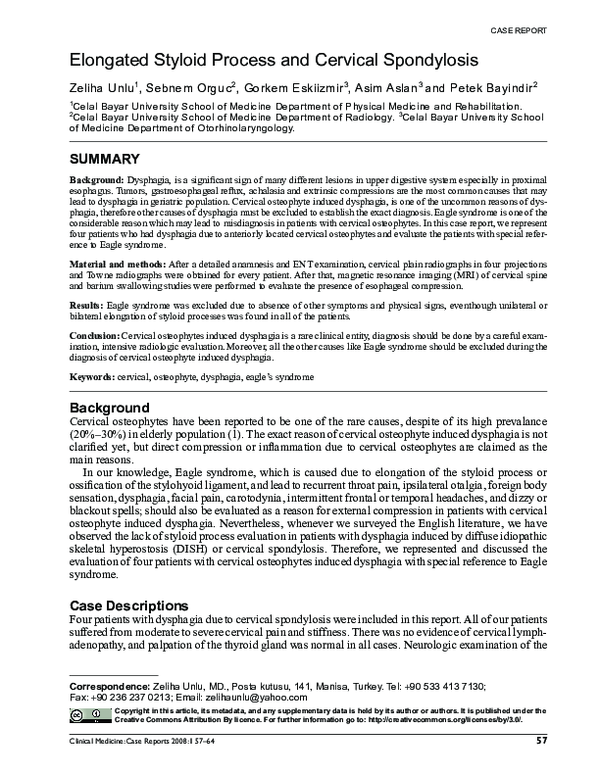(PDF) Elongated styloid process and cervical spondylosis