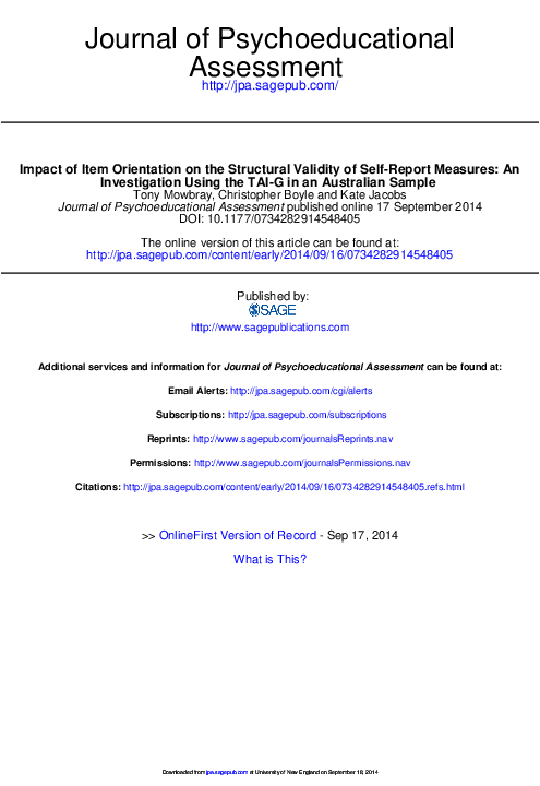 (PDF) Impact of Item Orientation on the Structural Validity of Self-Report Measures: An ...