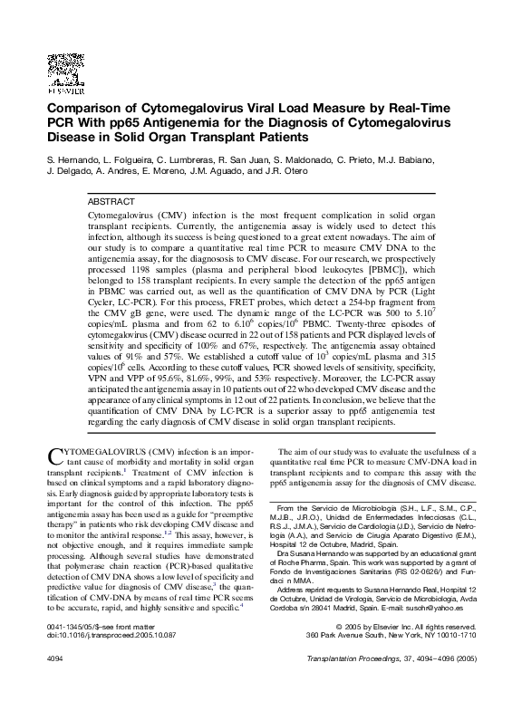 (PDF) Comparison of Cytomegalovirus Viral Load Measure by Real-Time PCR ...