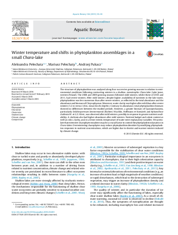 (PDF) Winter temperature and shifts in phytoplankton assemblages in a ...