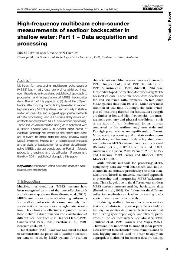 (PDF) High-frequency multibeam echo-sounder measurements of seafloor ...
