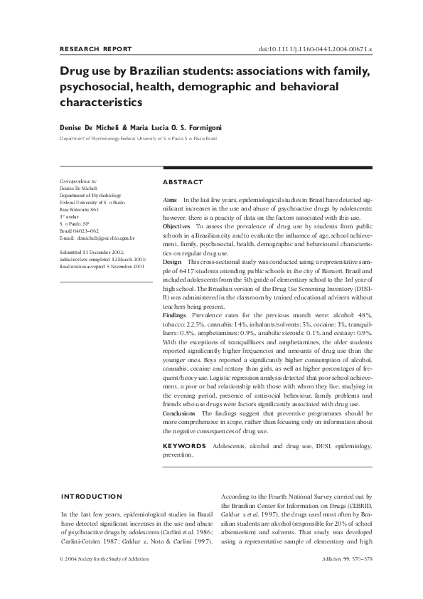 (PDF) Psychometric Properties of the Brazilian Version of the Drug Use Screening Inventory