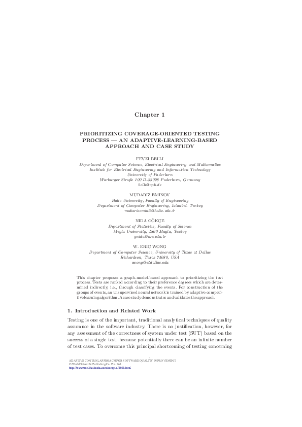 Pdf Prioritizing Coverage Oriented Testing Process An Adaptive Learning Based Approach And
