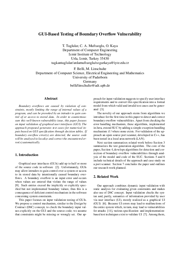 Pdf Gui Based Testing Of Boundary Overflow Vulnerability