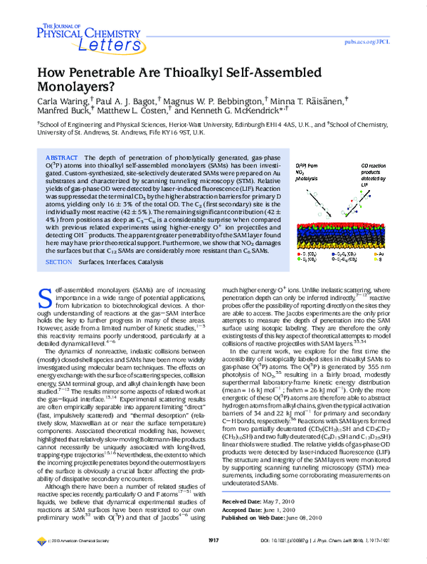 (PDF) How Penetrable Are Thioalkyl Self-Assembled Monolayers?