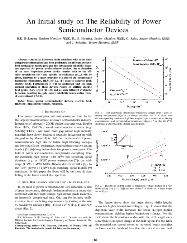 (PDF) An Initial study on The Reliability of Power Semiconductor Devices