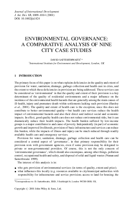 (PDF) Environmental governance: a comparative analysis of nine city ...