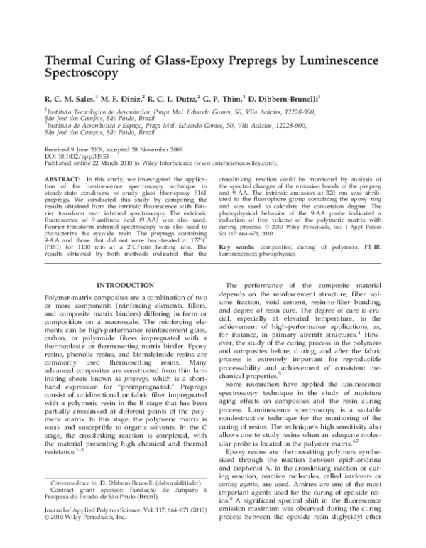 (PDF) Thermal curing of glass-epoxy prepregs by luminescence spectroscopy
