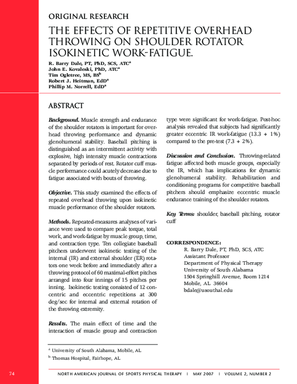 (PDF) The effects of repetitive overhead throwing on shoulder rotator ...