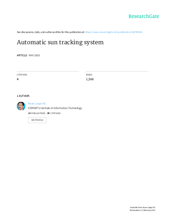 (PDF) Automatic sun tracking system