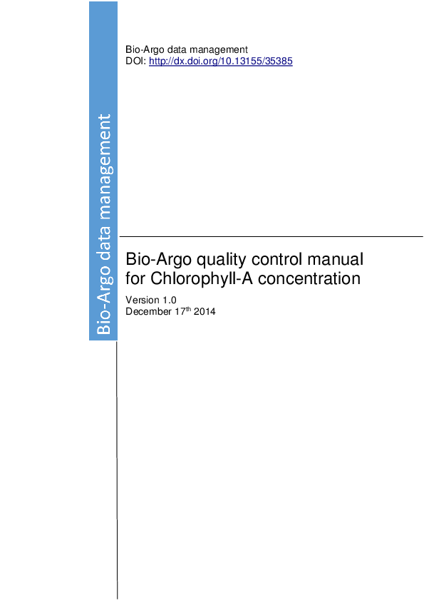 (PDF) Bio-Argo quality control manual for the Chlorophyll-A concentration