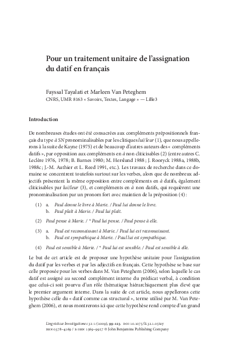 (PDF) La distinction ergatif/inergatif et son incidence sur le ...