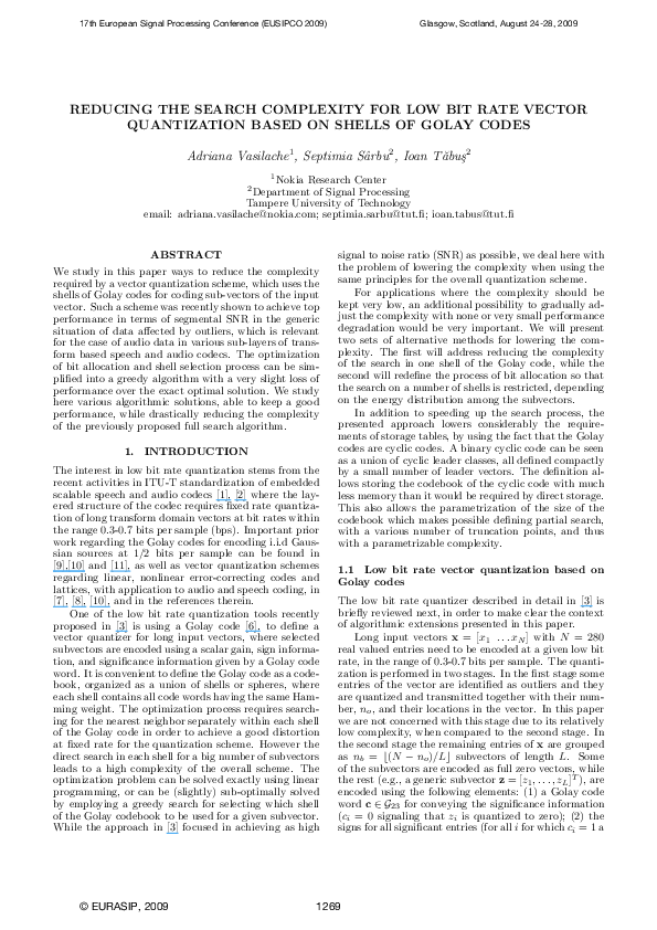 Pdf Reducing The Search Complexity For Low Bit Rate Vector Quantization Based On Shells Of