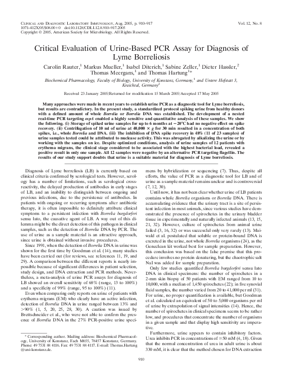 (PDF) Critical Evaluation of Urine-Based PCR Assay for Diagnosis of ...