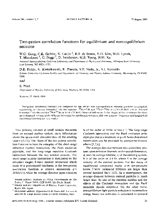 (PDF) Two-proton correlation functions for equilibrium and non-equilibrium emission | R. Planeta ...