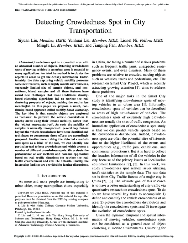(PDF) Detecting Crowdedness Spot in City Transportation