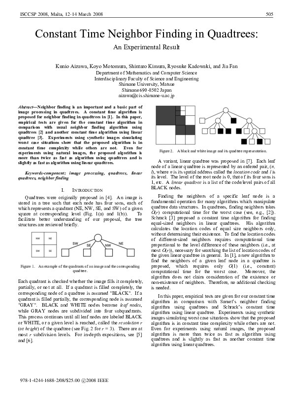 (PDF) Constant time neighbor finding in quadtrees: An experimental result