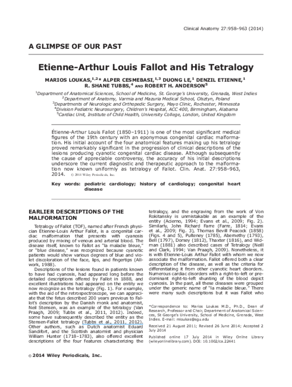 (PDF) Etienne-Arthur Louis Fallot and his tetralogy