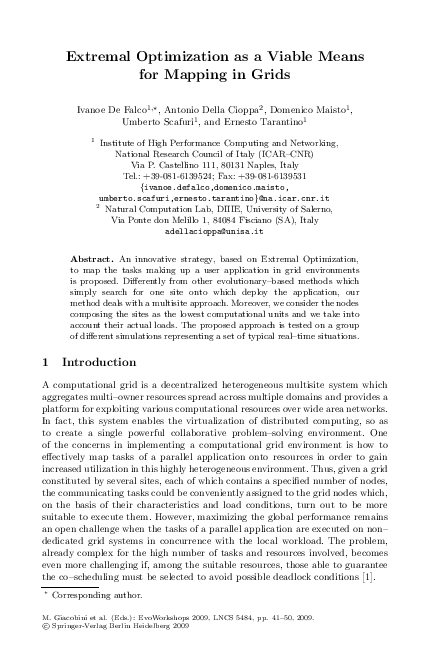 (PDF) Extremal Optimization as a Viable Means for Mapping in Grids
