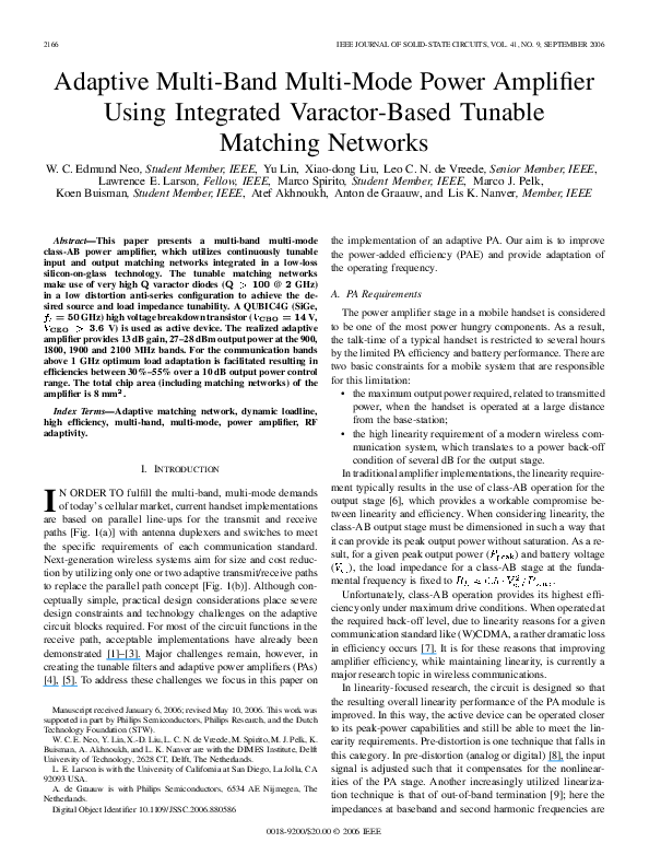 (PDF) Adaptive Multi-Band Multi-Mode Power Amplifier Using Integrated Varactor-Based Tunable ...
