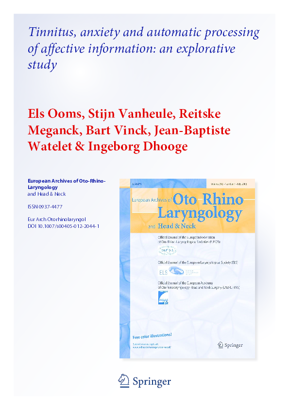 (PDF) Tinnitus, anxiety and automatic processing of affective information: an explorative study