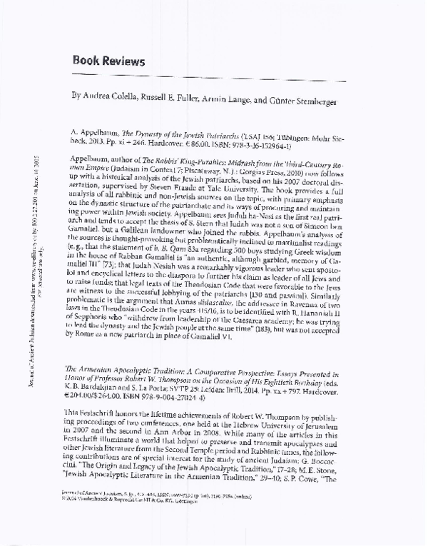 (PDF) JAJ review of Dynasty of the Jewish Patriarchs