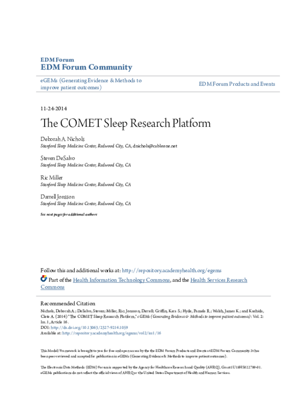 (PDF) The COMET Sleep Research Platform